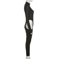 China 2021 wholesale autumn stand collar stripe sportswear hollow out hip lift  jumpsuit for women one piece yoga set for sale