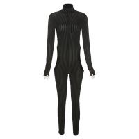 China 2021 wholesale autumn stand collar stripe sportswear hollow out hip lift  jumpsuit for women one piece yoga set for sale