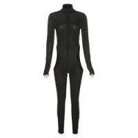 China 2021 wholesale autumn stand collar stripe sportswear hollow out hip lift  jumpsuit for women one piece yoga set for sale