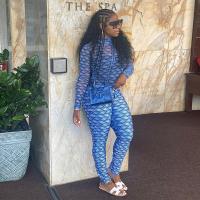China Night Club Women Bodycon two Pieces Blue Mesh Jumpsuit ladies Rompers Long Sleeves fitness Clothing in stock for sale