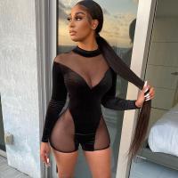 China Women's Elegant One Piece Romper And Jumpsuit Long Sleeve Skinny sports Set Sexy Mesh sportswear  For ladies in stock for sale