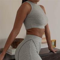 China Summer simple women solid color slim sleeveless fitness yoga set high waist lift hip tight shorts running sportswear for sale