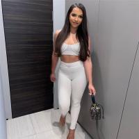 China New Style Sportswear sexy Hollow out Condole belt vest Workout Women Gym Set solid color Yoga Leggings Girls for sale