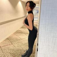 China Women Workout Set Zipper Running Fitness wear Sexy sleeveless Sportswear Ladies stand collar Sports Jumpsuits for sale