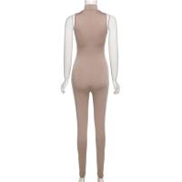 China Women Workout Set Zipper Running Fitness wear Sexy sleeveless Sportswear Ladies stand collar Sports Jumpsuits for sale