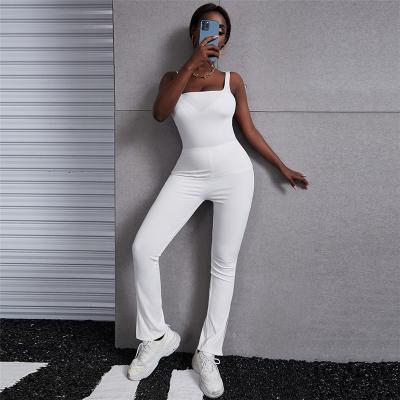 China 2022 summer ladies new slim fitness clothing sleeveless low-cut top high waist tight women's pants trousers yoga suit for sale