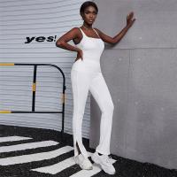 China 2022 summer ladies new slim fitness clothing sleeveless low-cut top high waist tight women's pants trousers yoga suit for sale