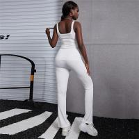 China 2022 summer ladies new slim fitness clothing sleeveless low-cut top high waist tight women's pants trousers yoga suit for sale