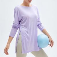 China New design lightweight sunscreen sports T-shirt loose fitness top breathable long sleeve yoga clothing women for sale
