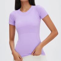 China Hot sale Seamless Yoga Sports Top Basic women Activewear solid color running Breathable Fitness clothing tee shirts supplier for sale