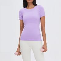 China Hot sale Seamless Yoga Sports Top Basic women Activewear solid color running Breathable Fitness clothing tee shirts supplier for sale