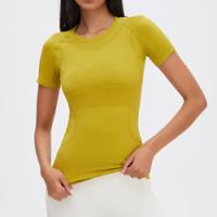 China Hot sale Seamless Yoga Sports Top Basic women Activewear solid color running Breathable Fitness clothing tee shirts supplier for sale