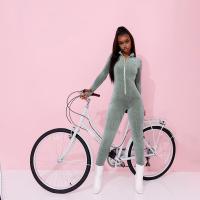 China 2021 Summer New Sexy Jumpsuit Women Black Turtleneck Zipper Skinny Rompers Casual Sportswear Fitness clothes for sale