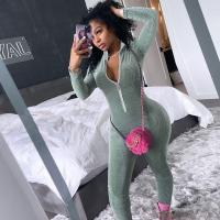 China 2021 Summer New Sexy Jumpsuit Women Black Turtleneck Zipper Skinny Rompers Casual Sportswear Fitness clothes for sale