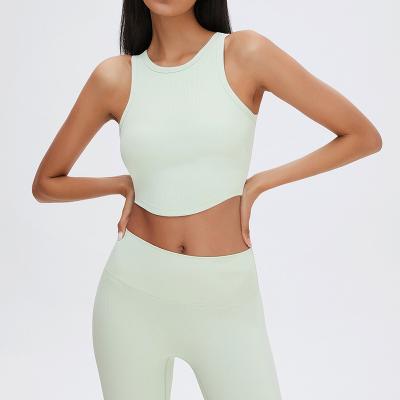 China 2022 new fashion yoga vest activewear women sports bra solid color fitness yoga clothing detachable chest pad for sale