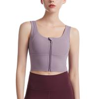 China Spot fashion front zipper yoga underwear with Removable cups women gym wear fitness shock absorption running sports bra for sale