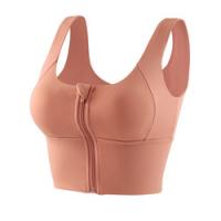 China Spot fashion front zipper yoga underwear with Removable cups women gym wear fitness shock absorption running sports bra for sale