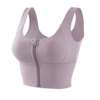 China Spot fashion front zipper yoga underwear with Removable cups women gym wear fitness shock absorption running sports bra for sale