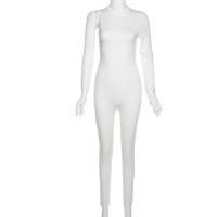 China Women New sportswear Sexy Single Sleeve gym wear High Waist peach Hips Tight yoga suit Solid Color Sport Jumpsuit for sale