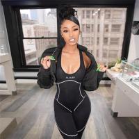 China 2022 spring new women letter print sexy running backless yoga set high waist tight sports fitness jumpsuit for sale