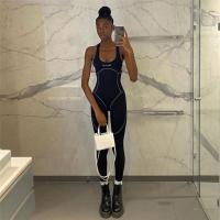 China 2022 spring new women letter print sexy running backless yoga set high waist tight sports fitness jumpsuit for sale