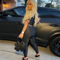 China Wholesale Summer women yoga set solid color tight short sleeve fitness clothing high waist trousers sports casual suit for sale