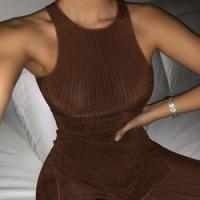 China 2022 summer women sports running yoga set new sexy sleeveless slit top high waist fitness casual trousers suit for sale