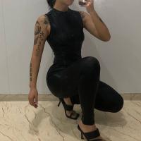 China Summer running sportswear women solid color sleeveless slim gym wear high waist peach hip one-piece trousers wholesale for sale
