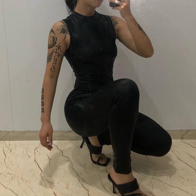 China Summer running sportswear women solid color sleeveless slim gym wear high waist peach hip one-piece trousers wholesale for sale