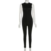 China Summer running sportswear women solid color sleeveless slim gym wear high waist peach hip one-piece trousers wholesale for sale