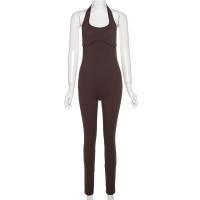 China New design active wear for women deep-U collar halterneck Voguish leggings sexy slim yoga gym wear sports one-piece suit for sale