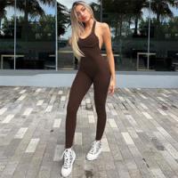 China New design active wear for women deep-U collar halterneck Voguish leggings sexy slim yoga gym wear sports one-piece suit for sale