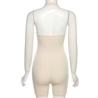 China Summer Casual Clothing New Sexy backless Hanging Neck Short Sport yoga wear Women embroidery digital fitness Jumpsuits for sale