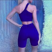 China Spring and Summer women fashion sloping shoulder sleeveless fitness sportswear high waist peach hip shorts yoga set for sale