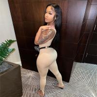 China 2022 Summer New Women Sleeveless Low Cut yoga jumpsuit Solid Color Slim High Waist Sports One Piece Pants for sale
