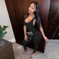 China 2022 Summer New Women Sleeveless Low Cut yoga jumpsuit Solid Color Slim High Waist Sports One Piece Pants for sale