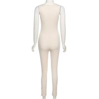 China 2022 Summer New Women Sleeveless Low Cut yoga jumpsuit Solid Color Slim High Waist Sports One Piece Pants for sale