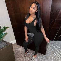 China 2022 Summer New Women Sleeveless Low Cut yoga jumpsuit Solid Color Slim High Waist Sports One Piece Pants for sale
