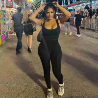 China New summer fashion trend Jumpsuit women sexy slim sports yoga set low-cut hip lift one-piece trousers wholesale for sale