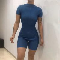 China Short Sleeve Fitness Sexy solid color One Piece high waist Jumpsuits For Women Sportswear peach hip Yoga Wear Set for sale