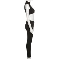 China New design 2022 summer women sexy hollow slim sleeveless running vest high waist sport trousers yoga fitness set for sale