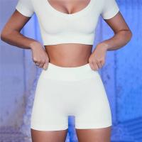 China 2022 summer women new sexy sport running fitness set slim short sleeve top high waist shorts yoga suit wholesale for sale
