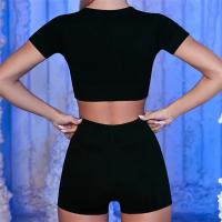 China 2022 summer women new sexy sport running fitness set slim short sleeve top high waist shorts yoga suit wholesale for sale