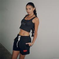 China new summer ladies slim crop tops embroidery letter thread  yoga tops fashion sleeveless street style small vest for sale