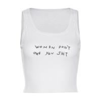 China new summer ladies slim crop tops embroidery letter thread  yoga tops fashion sleeveless street style small vest for sale
