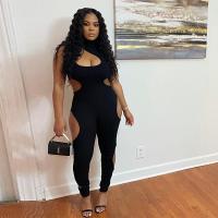 China New design women slimming High collar beauty back jumpsuits one-piece fitness yoga suit Hollow out design Invisible zipper for sale