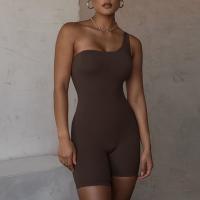 China ladies fitness clothes workout sports set butt lifting running shorts one shoulder sportswear one-piece yoga suit for sale