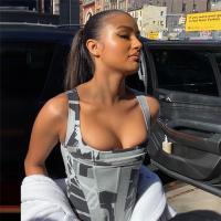 China female new sexy low-cut sportswear sleeveless short halter tops tighten waist thin small vest fishbone gym wear summer 2022 for sale