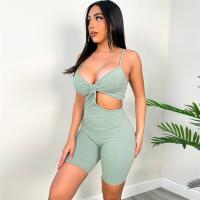 China ladies sexy backless sleeveless halter sportswear tight yoga pants hollow out jumpsuits solid color one-piece fitness swimwear for sale
