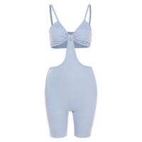 China ladies sexy backless sleeveless halter sportswear tight yoga pants hollow out jumpsuits solid color one-piece fitness swimwear for sale